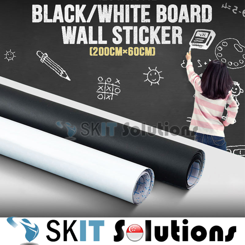 PVC Whiteboard Blackboard Wall Sticker Black White Writing Board Drawi ...