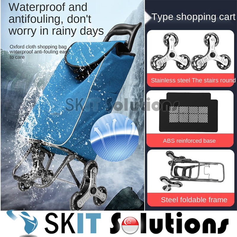 UPGRADED Oxford Cloth Trolley Cart Foldable Shopping Trolley Bag with ...
