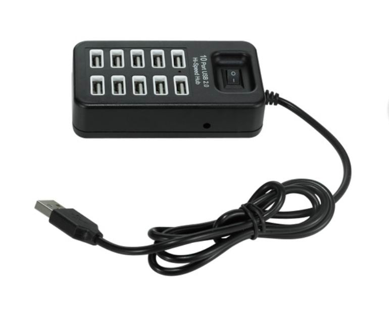 10 Port USB Hub 2.0 Hi-Speed Hard Disk with Switch 1 Meter Metre Compu ...