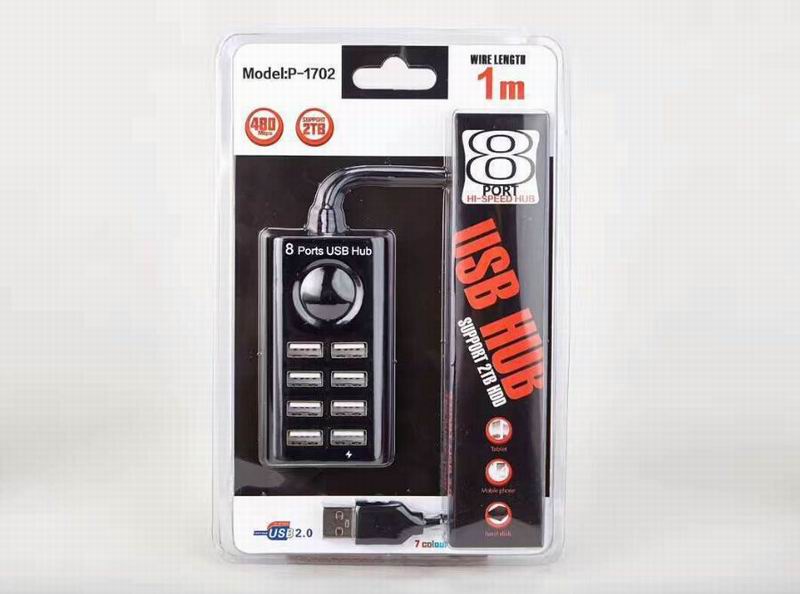 8 Port USB Hub 2.0 Hi-Speed Hard Disk with Switch 1 Meter Metre Comput ...